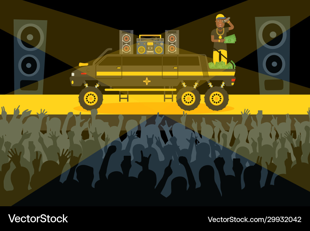 Rap concert performance limousin on stage man Vector Image