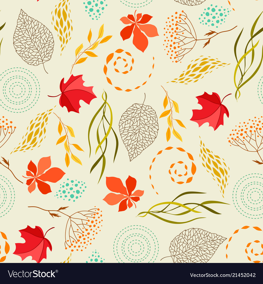 Seamless pattern with falling leaves Royalty Free Vector