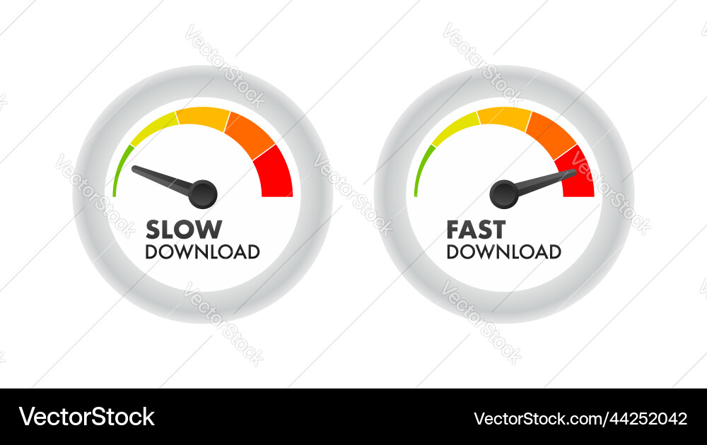 Speedometers with slow and fast download Vector Image