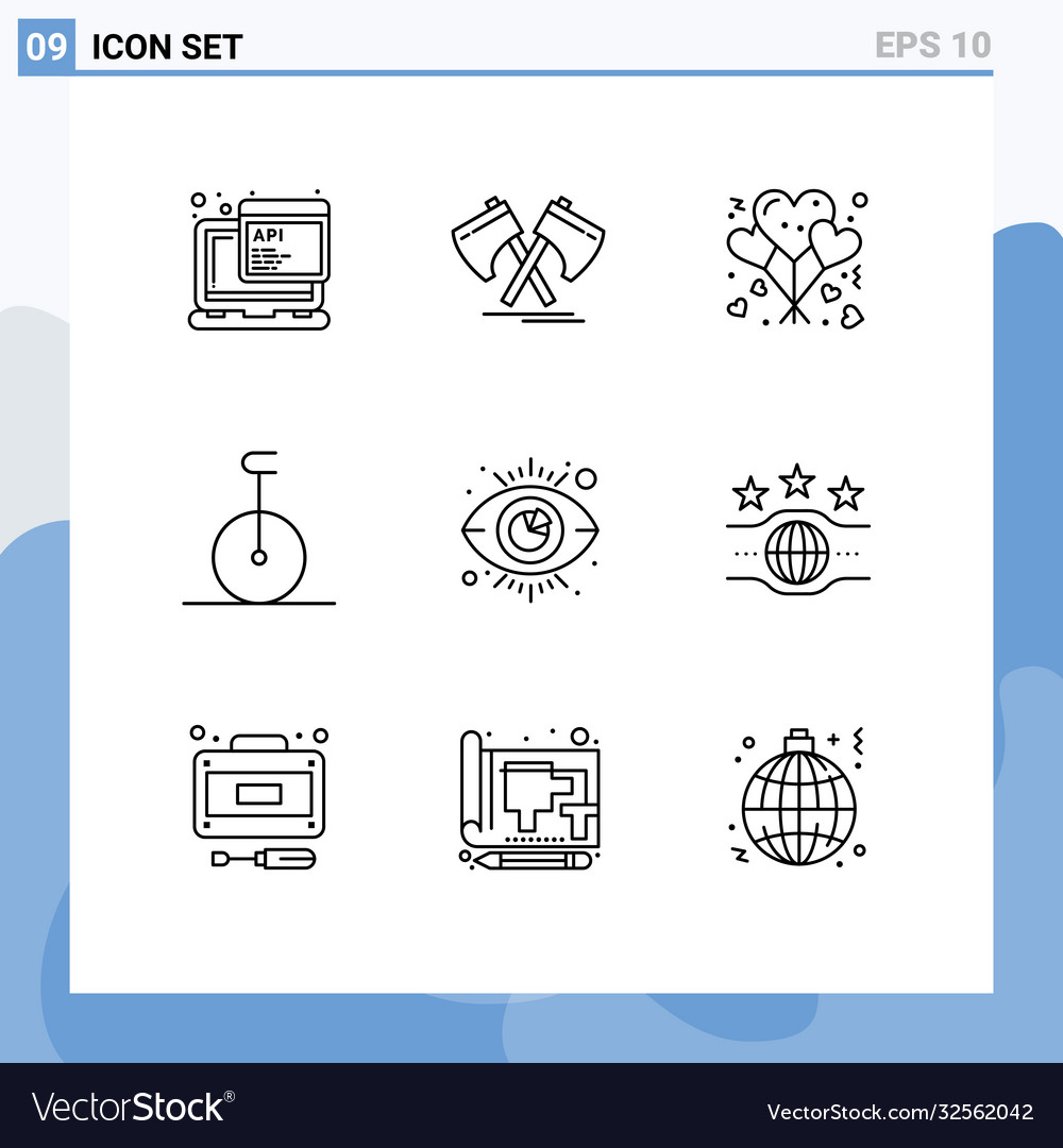 User interface pack 9 basic outlines view Vector Image