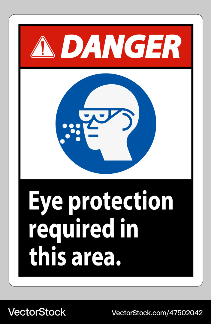 Warning sign eye protection required in this area Vector Image