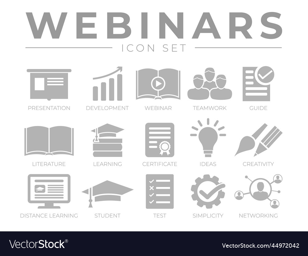 Webinar icon set presentation development Vector Image