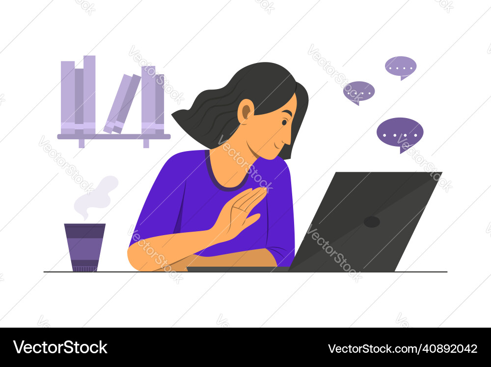 Woman online working at home Royalty Free Vector Image