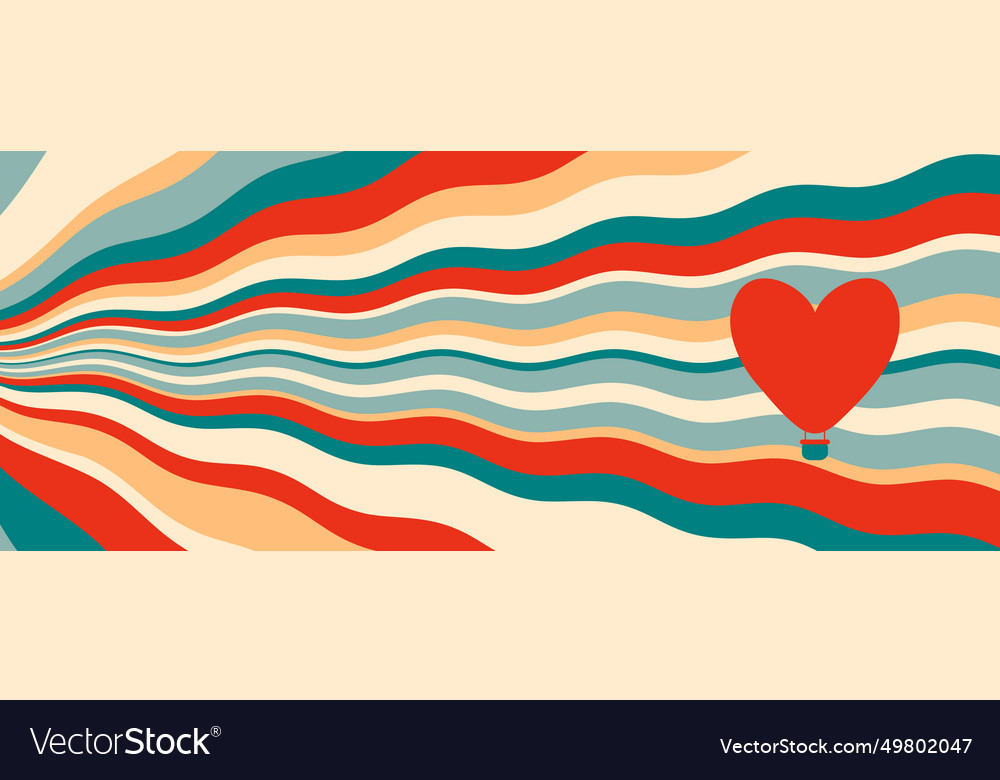 Abstract print with heart shaped hot air balloon Vector Image
