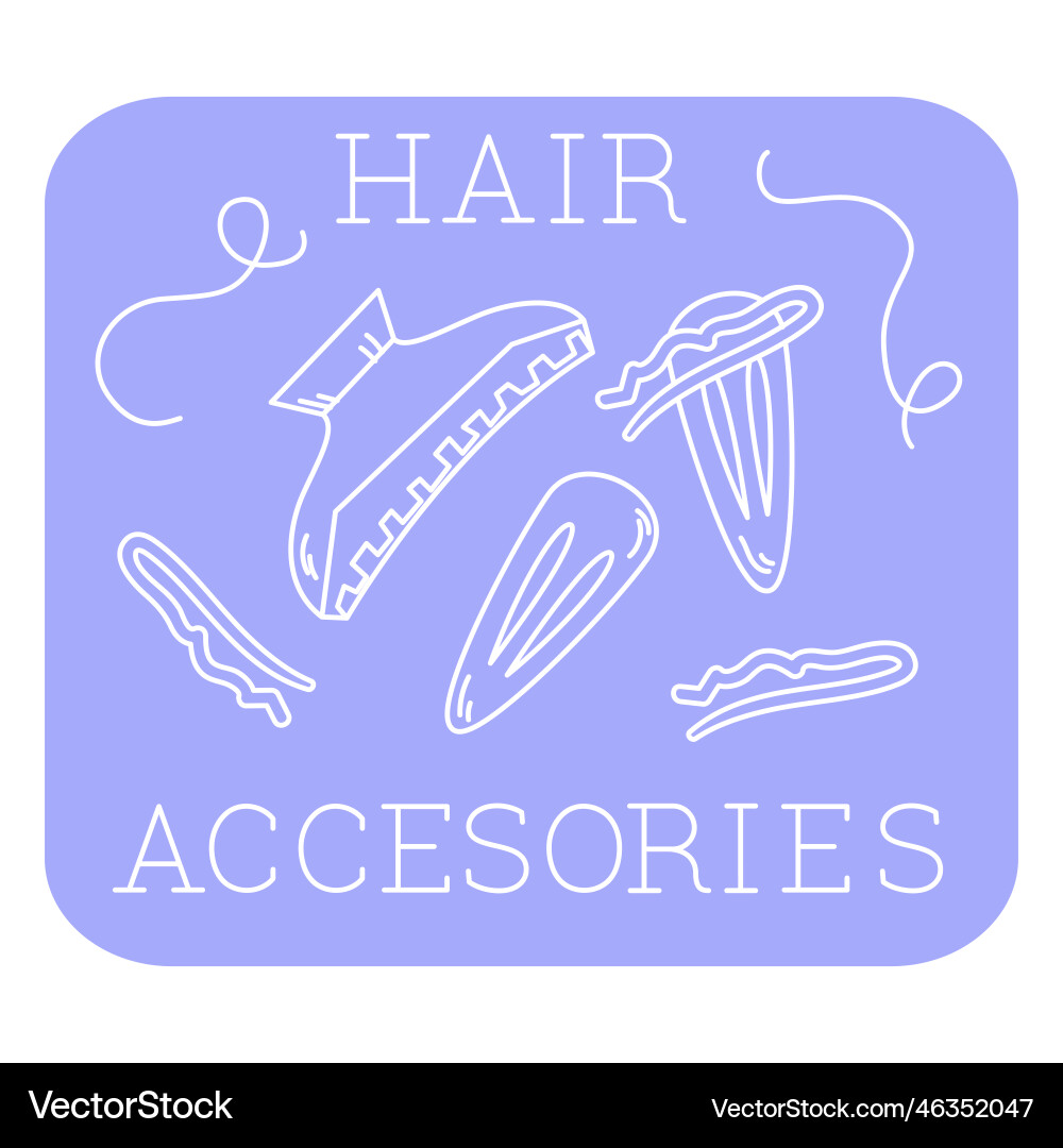 Bathroom hair accessories label line Royalty Free Vector