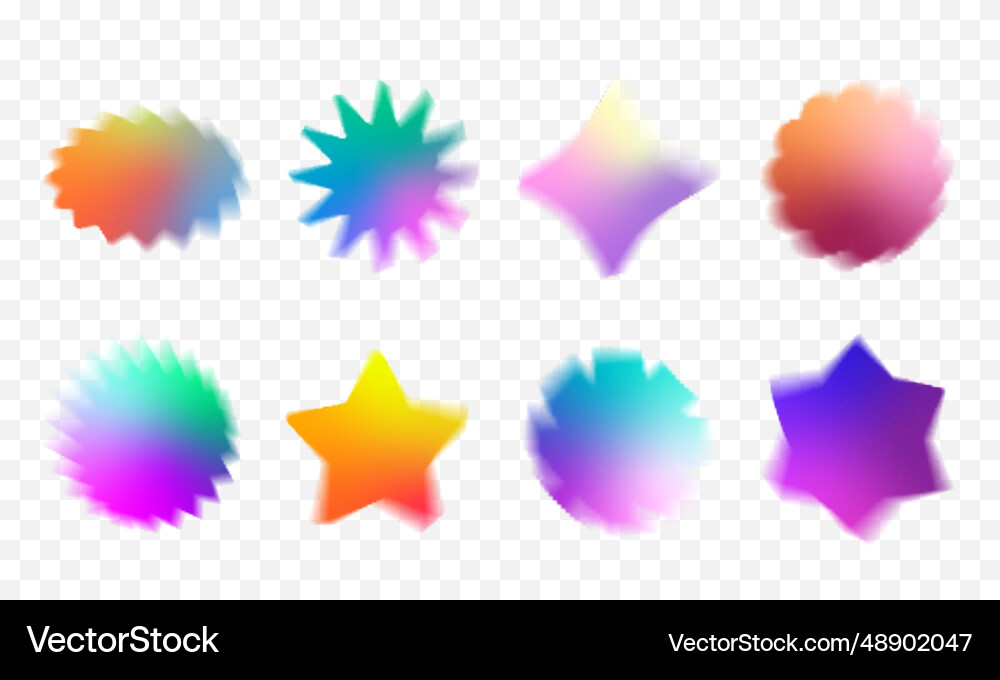 Blurry sun starburst shapes set with aura effect Vector Image