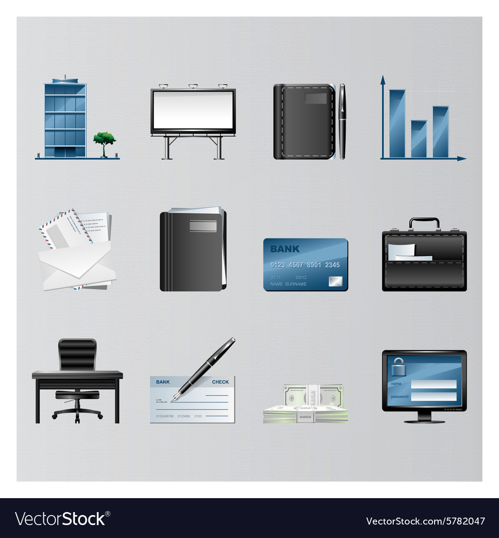 Business objects Royalty Free Vector Image - VectorStock