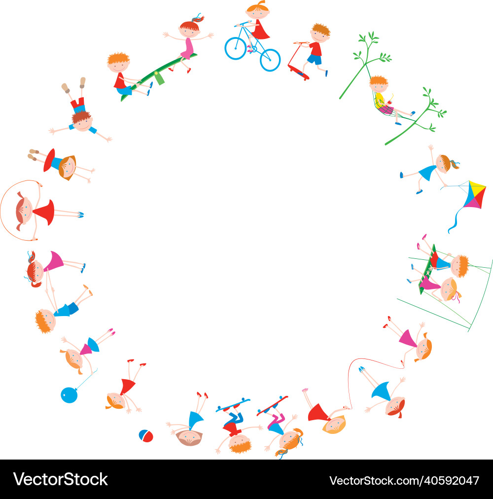 Decorative round border from cartoon cheerful Vector Image