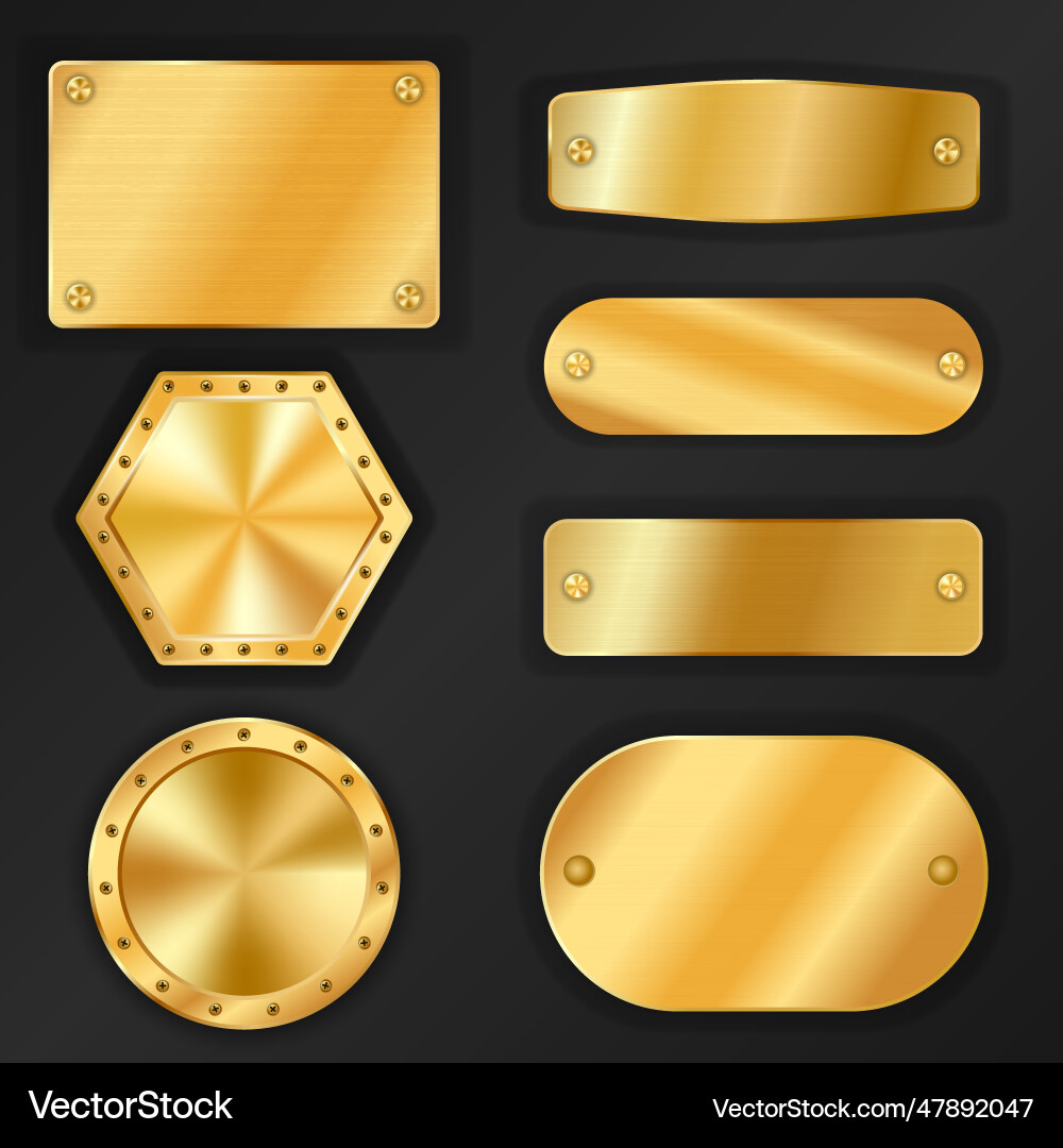 Golden plate retro frame realistic badge Vector Image