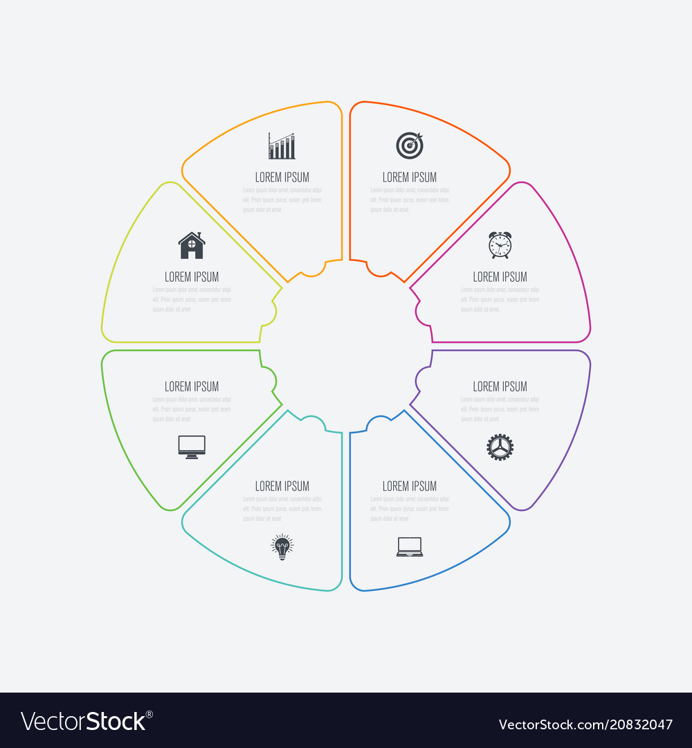 Infographics Template 8 Options With Circle Vector Image