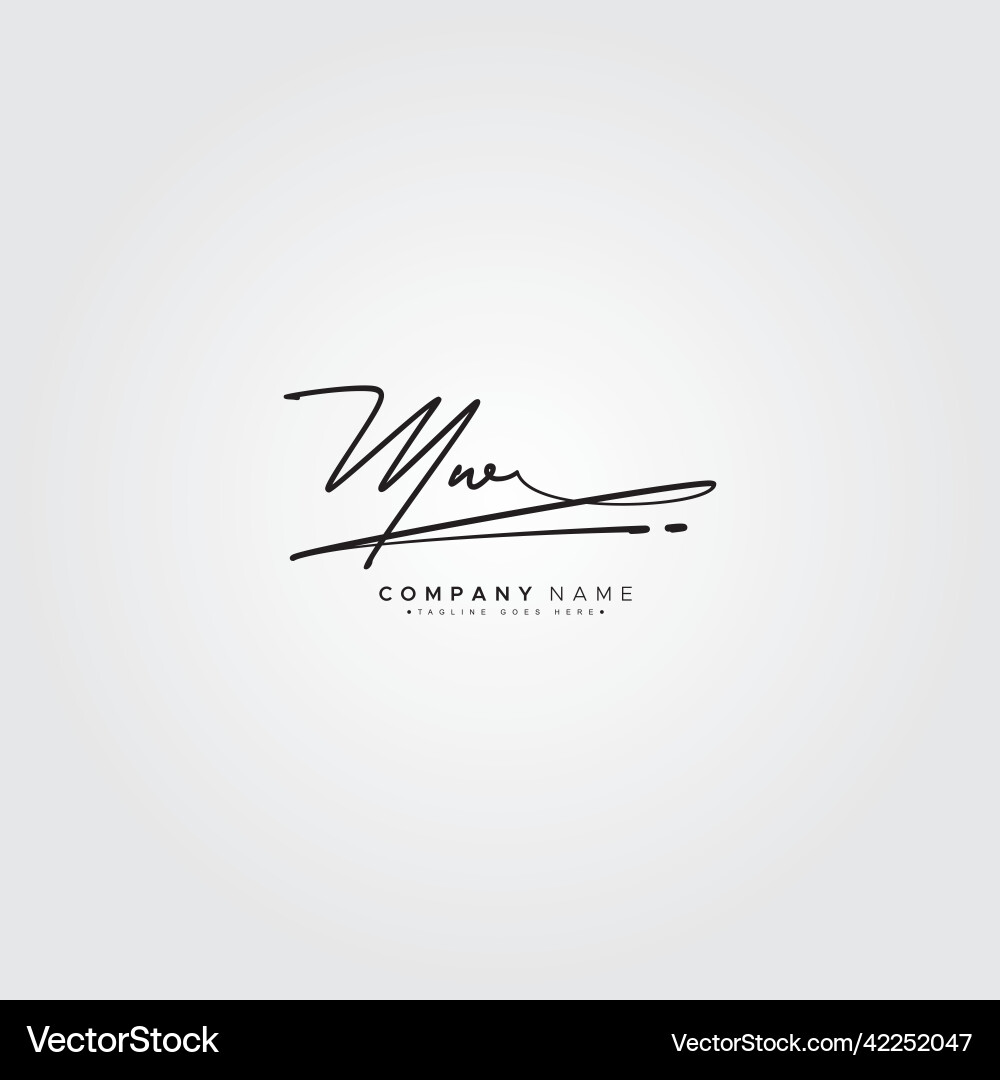 Initial letter mw logo - hand drawn signature Vector Image