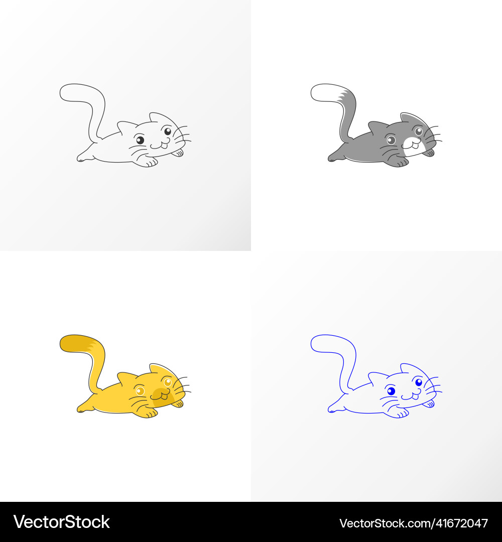 Lazy cat logo design abstract concept stock Vector Image