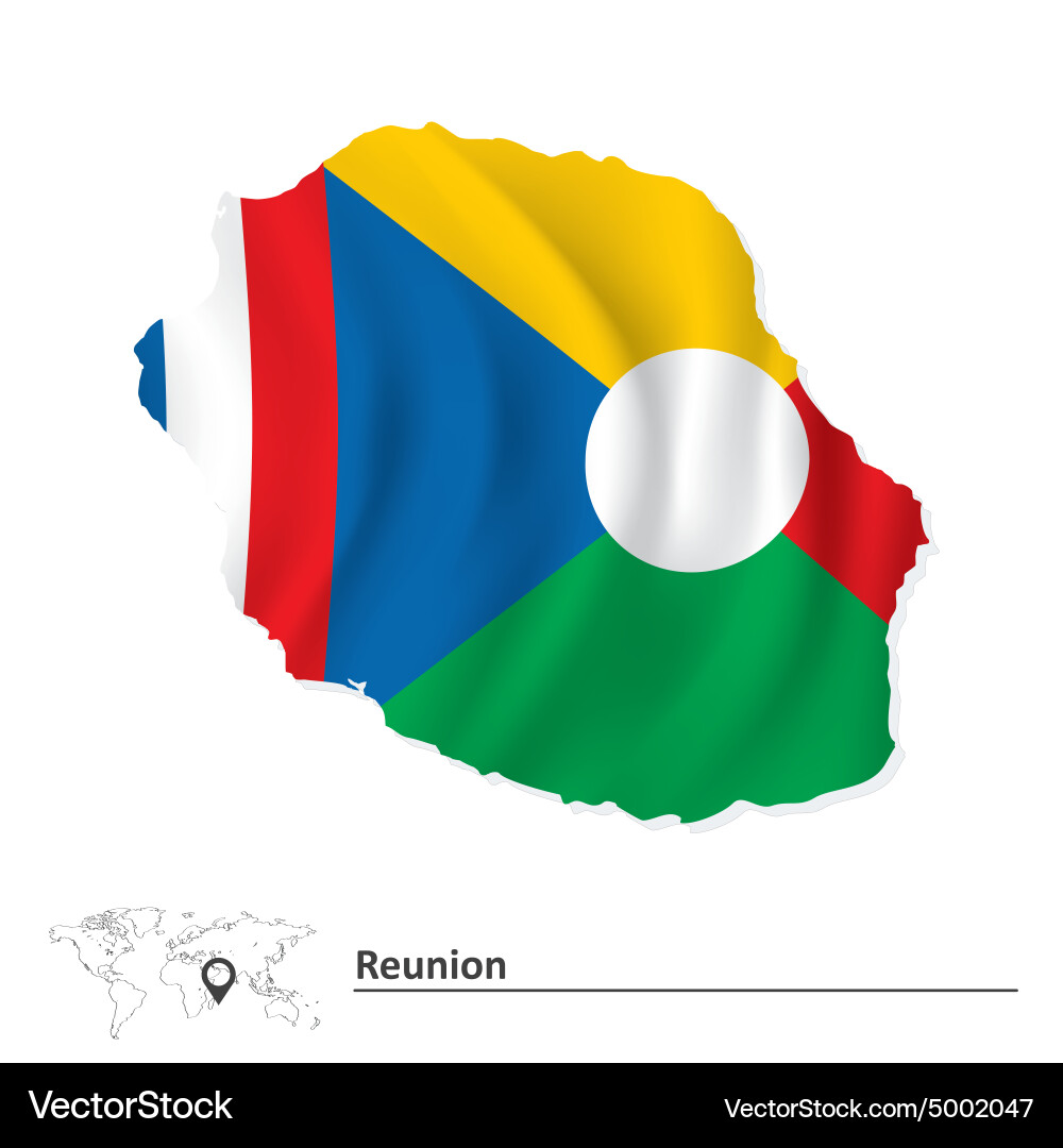 Map of reunion with flag Royalty Free Vector Image