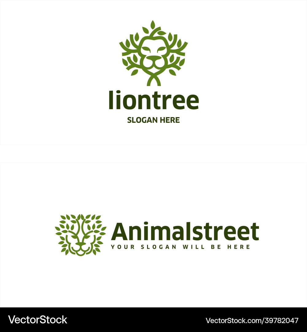 Modern animal lion tree branch leaf logo design Vector Image