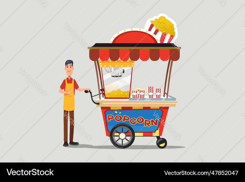 Popcorn food stand vendor Royalty Free Vector Image