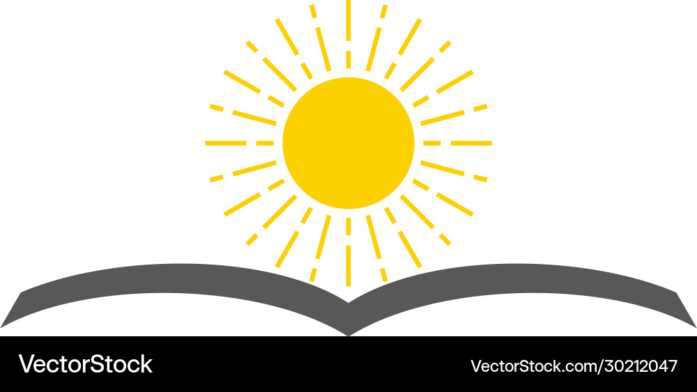 Sun book shape education symbol geometric logo Vector Image