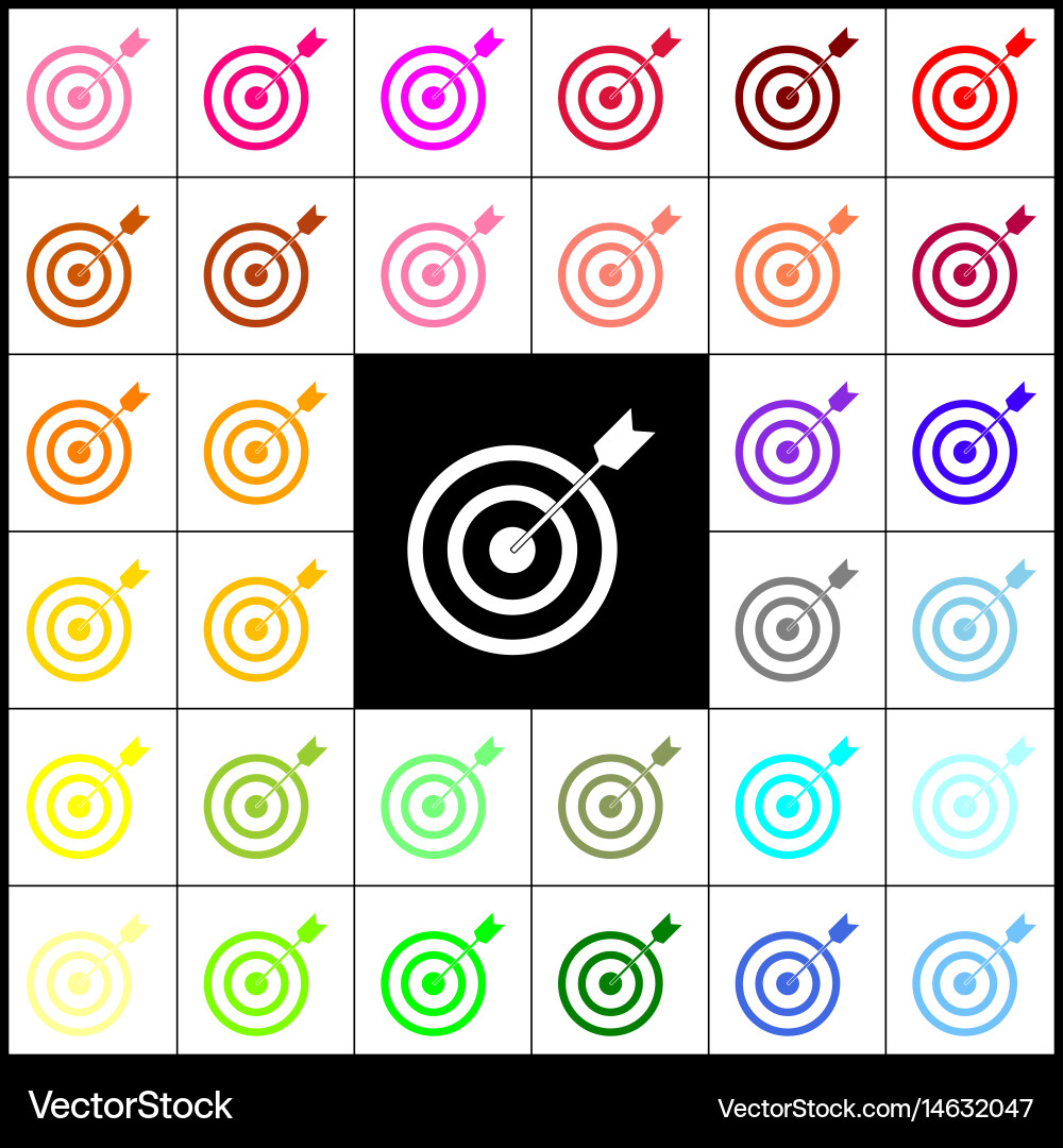Target with dart felt-pen 33 colorful Royalty Free Vector