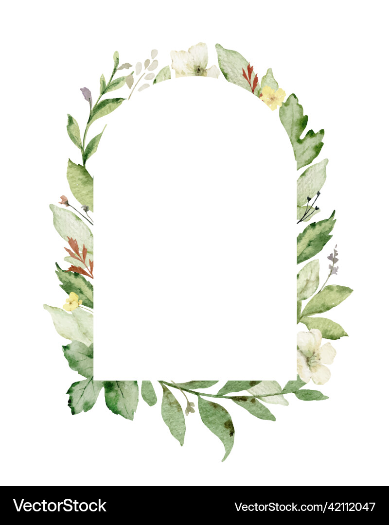 Watercolor frame with green forest foliage Vector Image