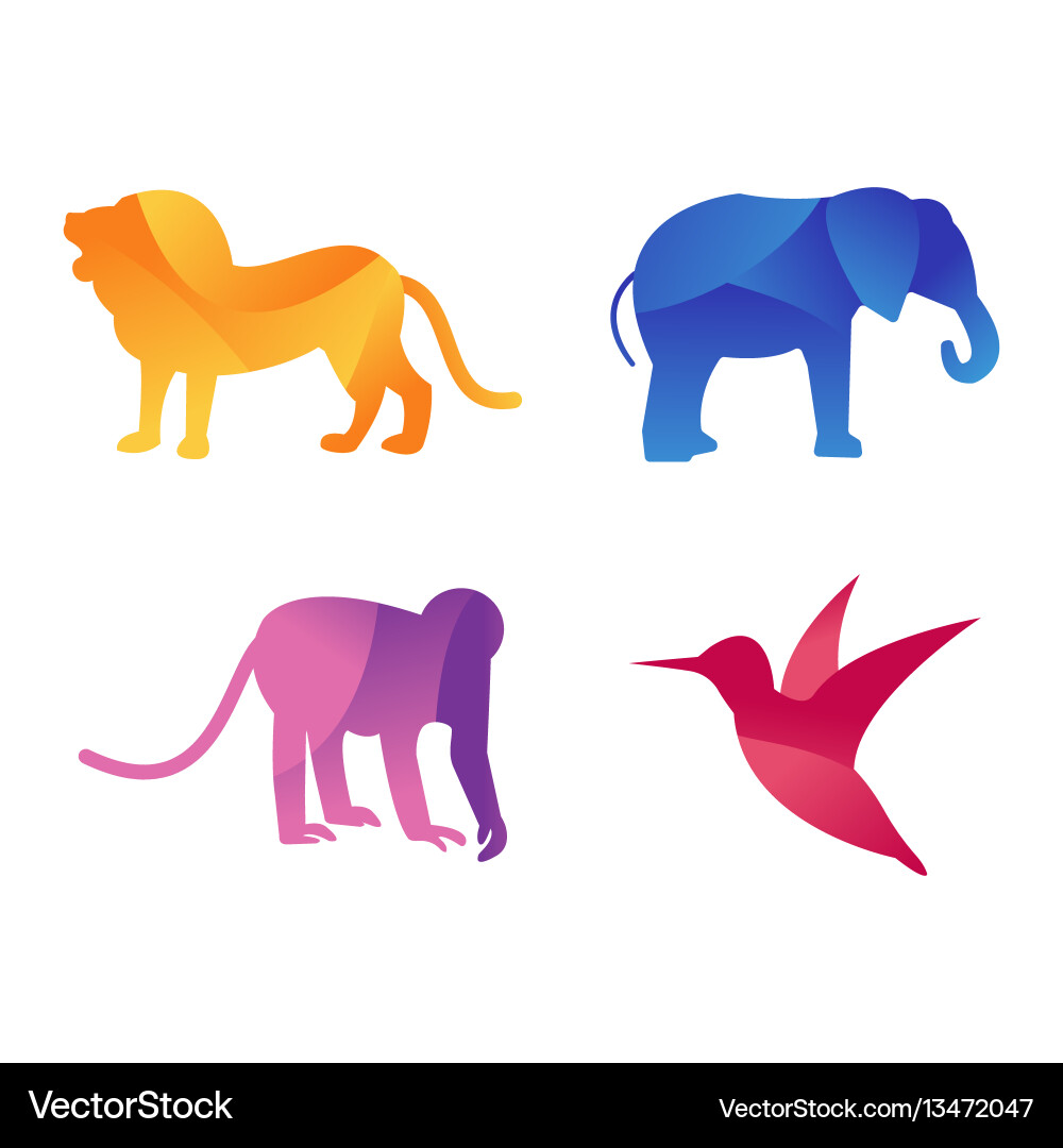 Wild animals jungle pets logo silhouette Vector Image