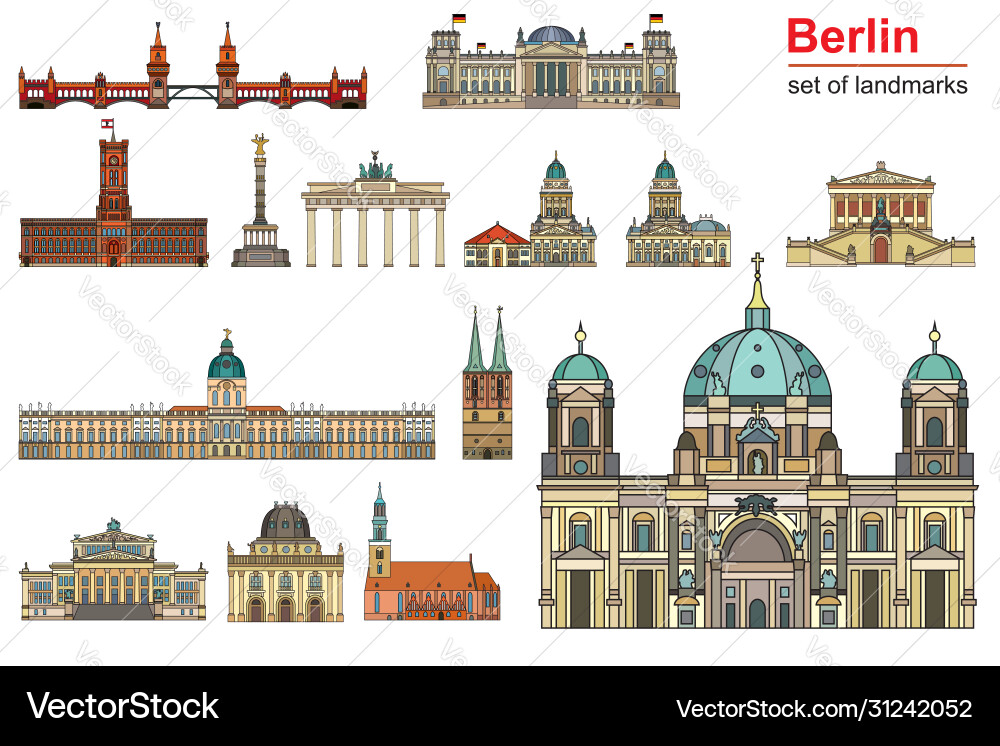Berlin colorful line art 1 Royalty Free Vector Image