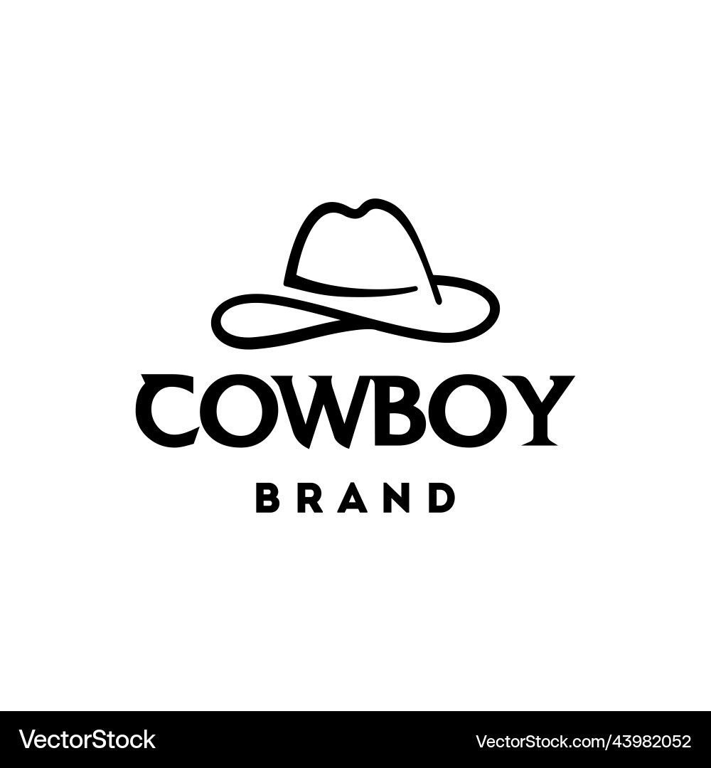 Cowboy hat outline icon logo simple line Vector Image