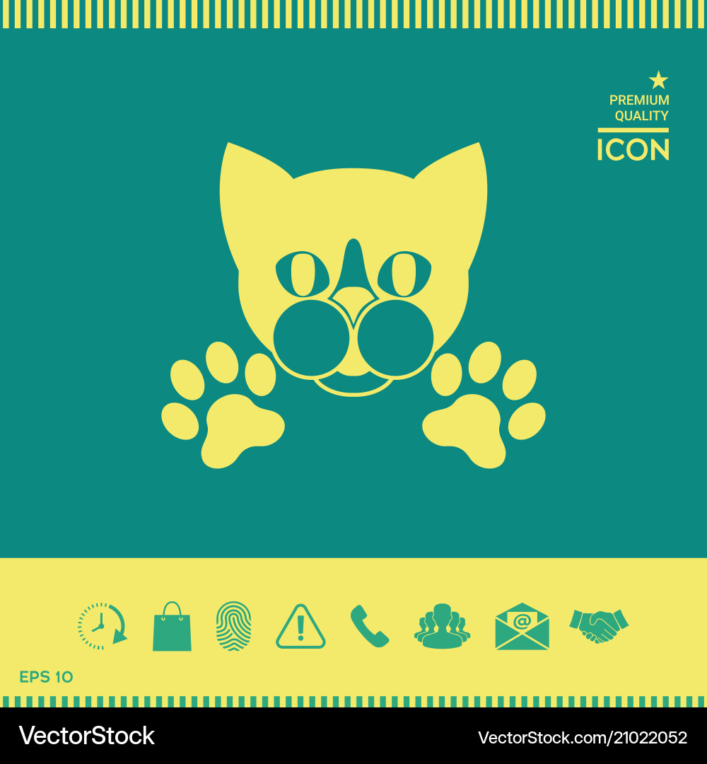 Cut cat with paws - logo symbol protect sign Vector Image