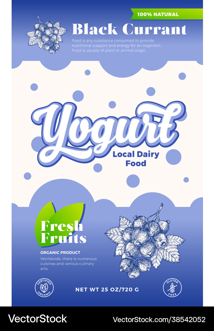 Fruits and berries yogurt label template abstract Vector Image