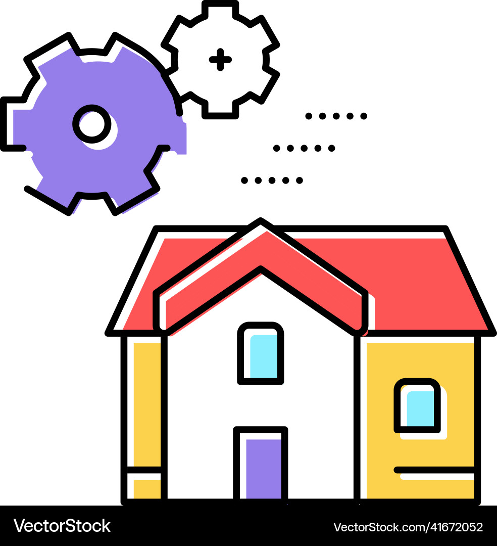 House mechanical gears color icon Royalty Free Vector Image