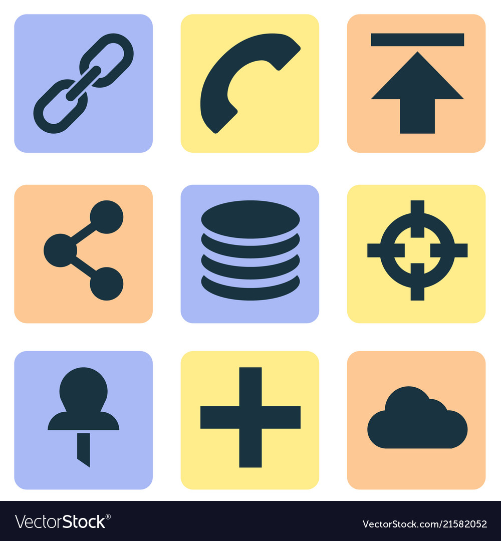 Interface icons set with pin download add Vector Image