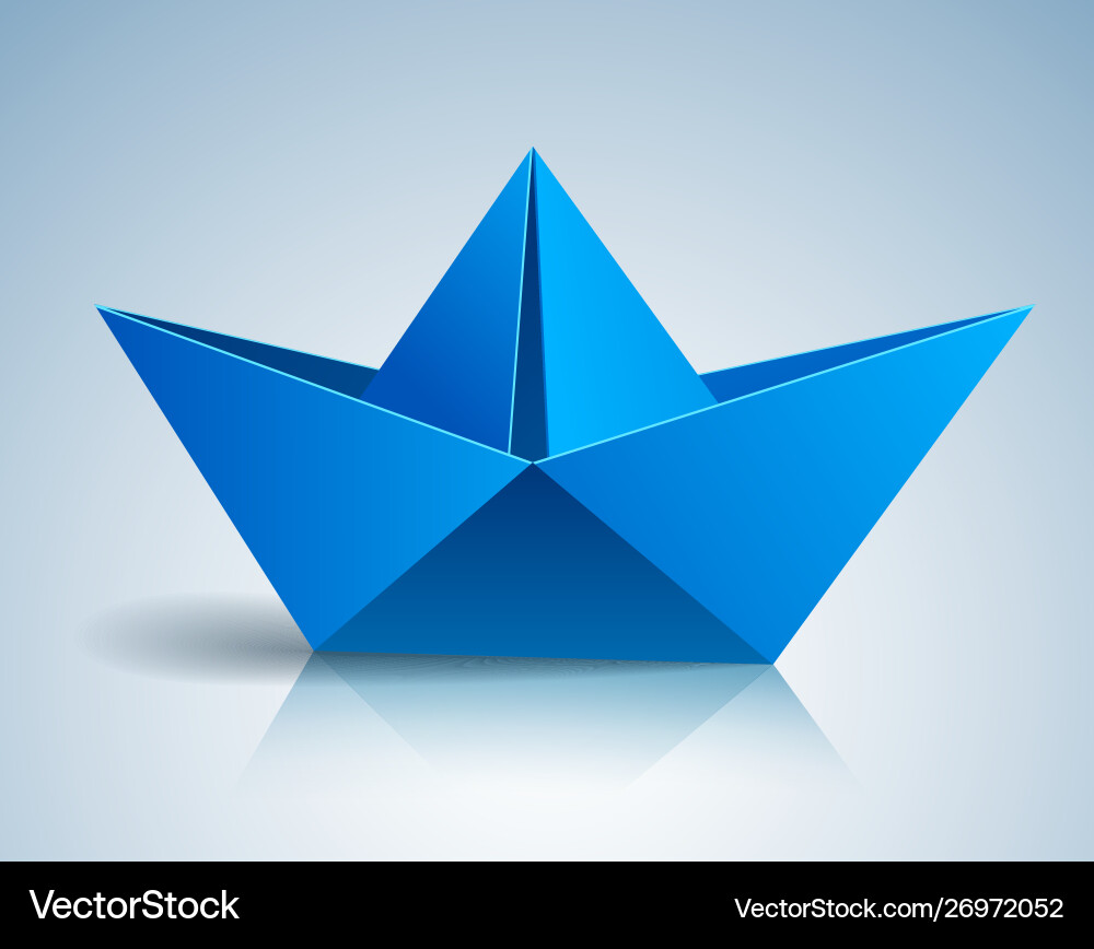Origami paper folded toy ship 3d realistic Vector Image
