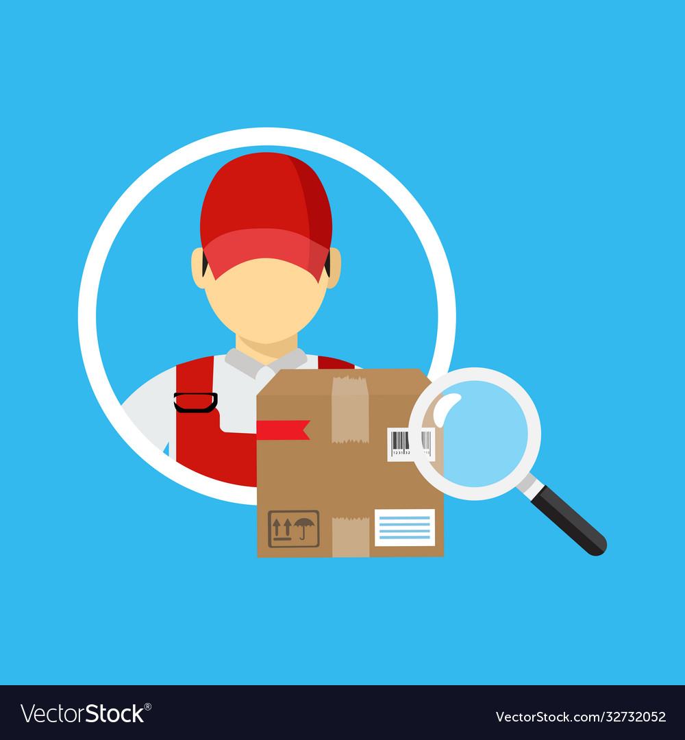 Parcel packaging box with bar-code icon Royalty Free Vector