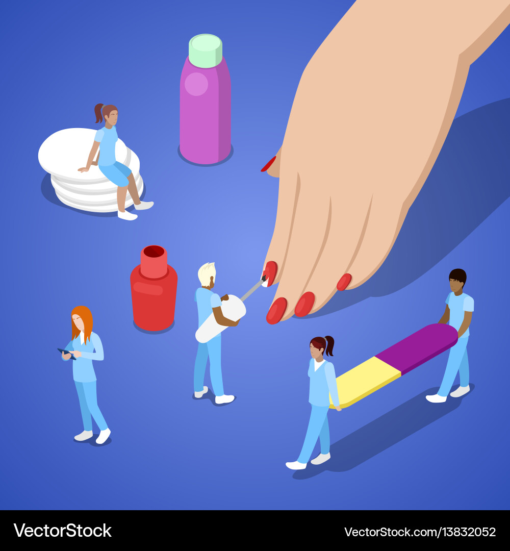People making manicure applying nail polish Vector Image