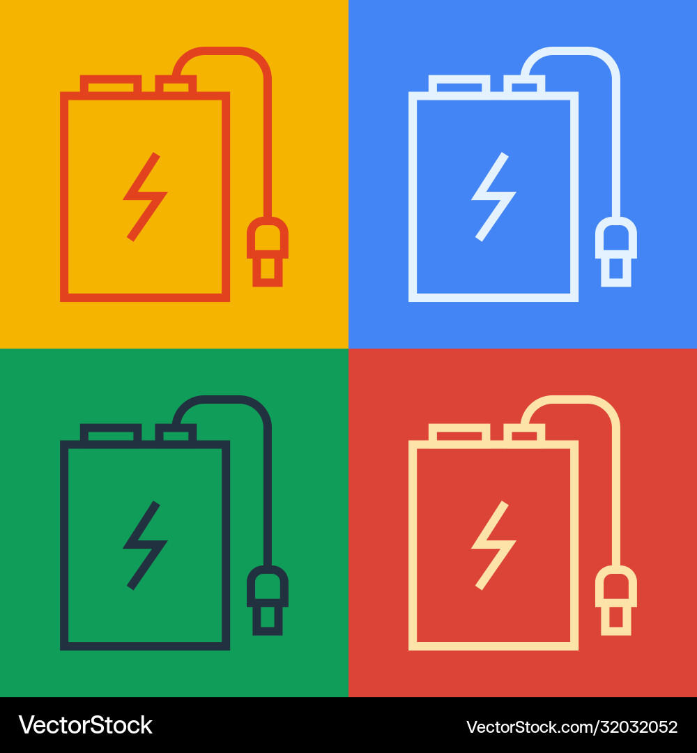 Pop art line power bank with different charge Vector Image