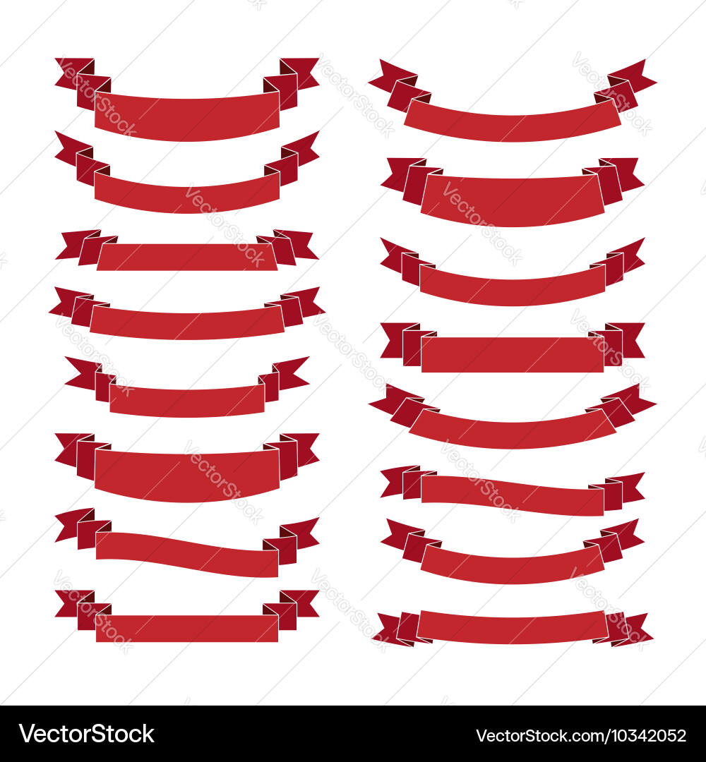 Red ribbon blank set banners vintage Royalty Free Vector