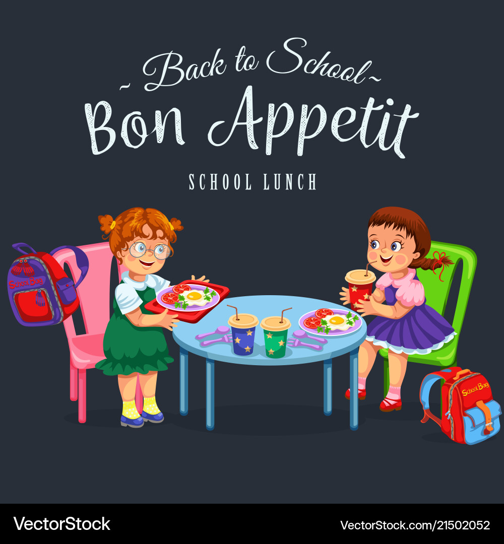 School lunch colorful poster Royalty Free Vector Image