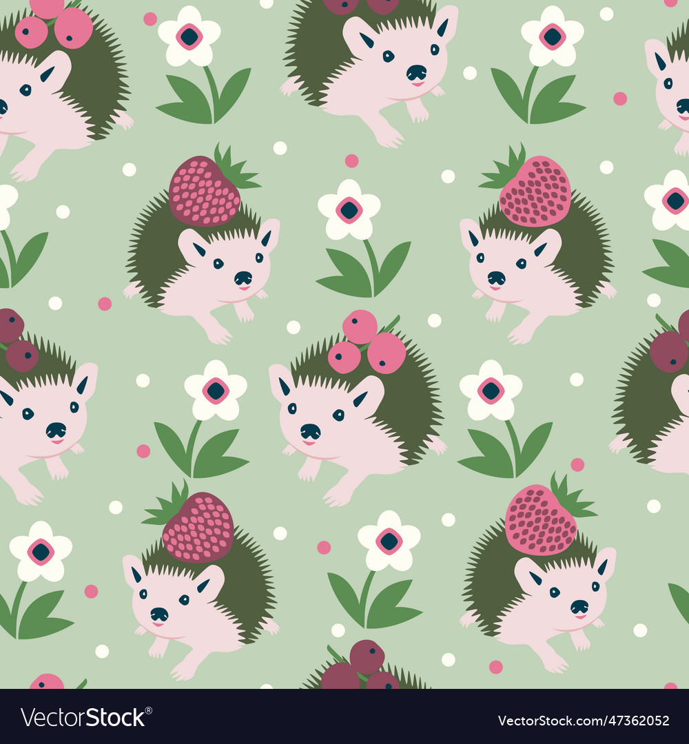 Seamless pattern with cute hedgehogs Royalty Free Vector