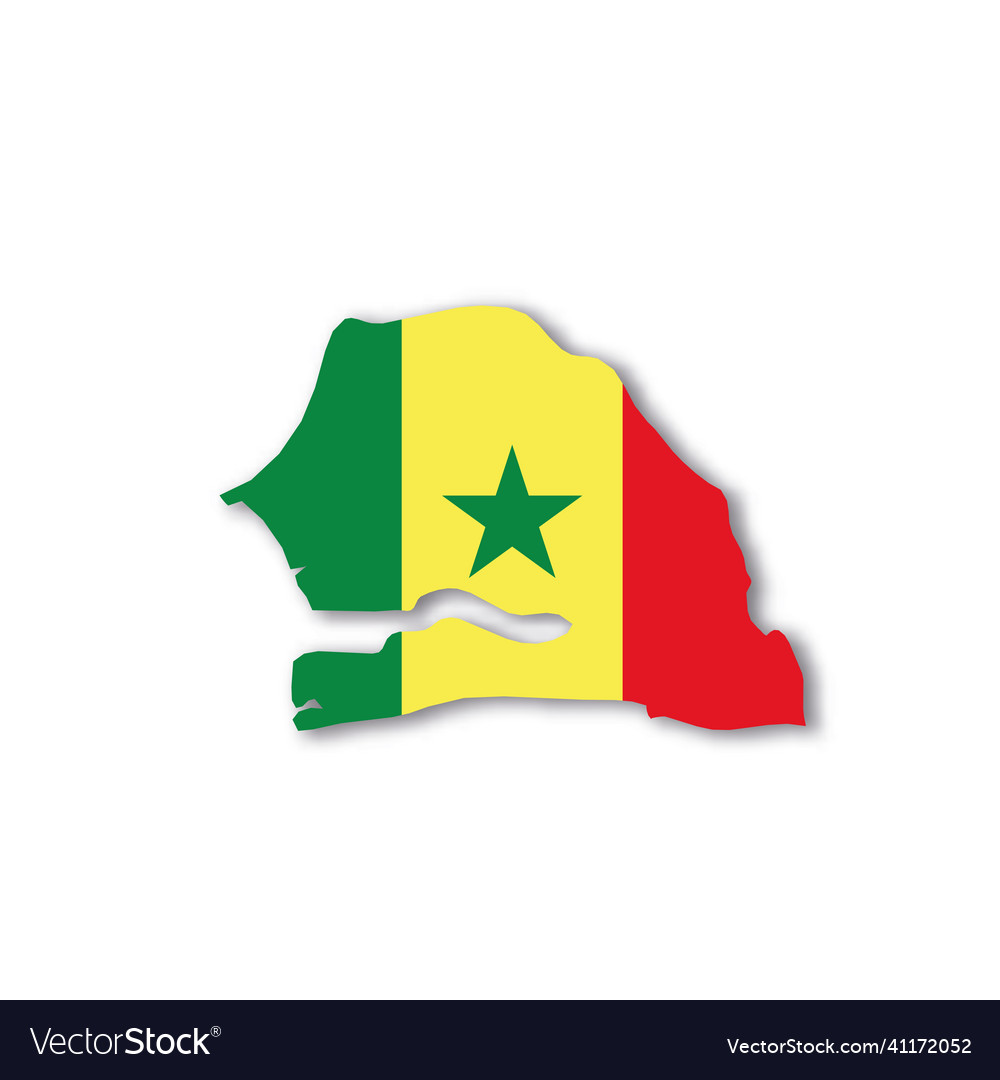Senegal national flag in a shape of country map Vector Image
