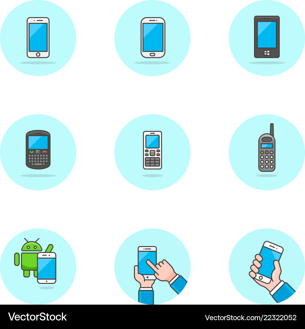 Set of multicolor phone-electronics icons Vector Image