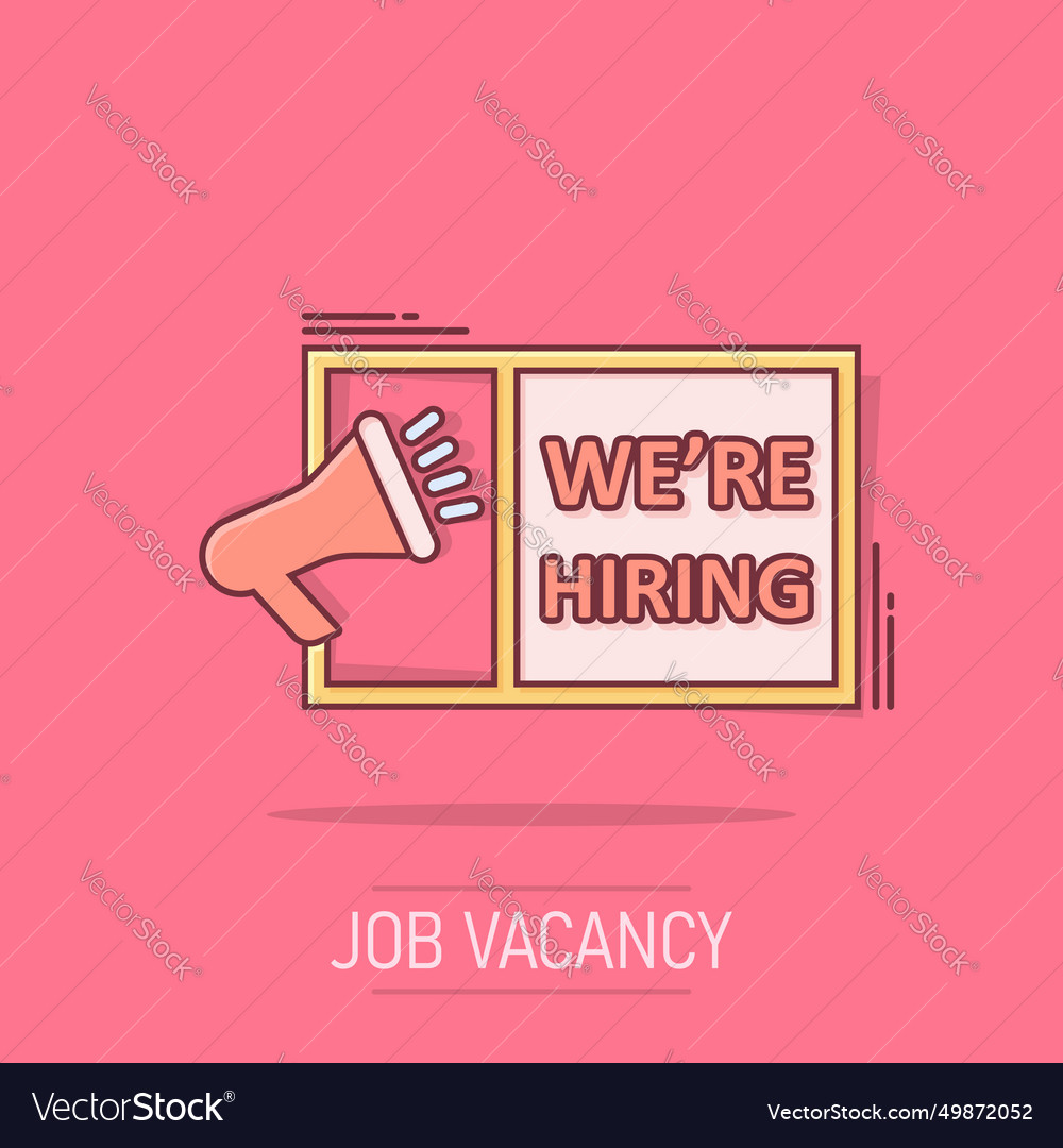 Were Hiring Icon In Comic Style Job Vacancy Vector Image