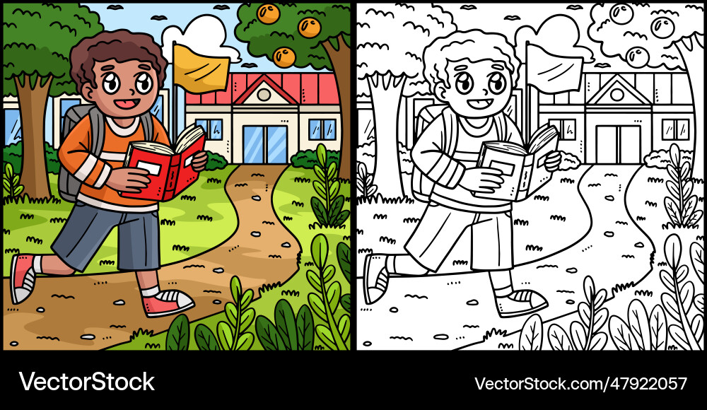 Back to school child reading book Royalty Free Vector Image