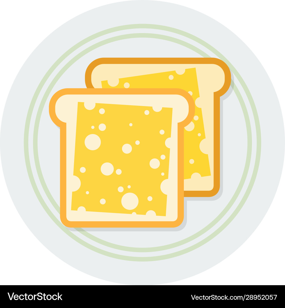 Cheese sandwiches on a plate icon flat isolated Vector Image