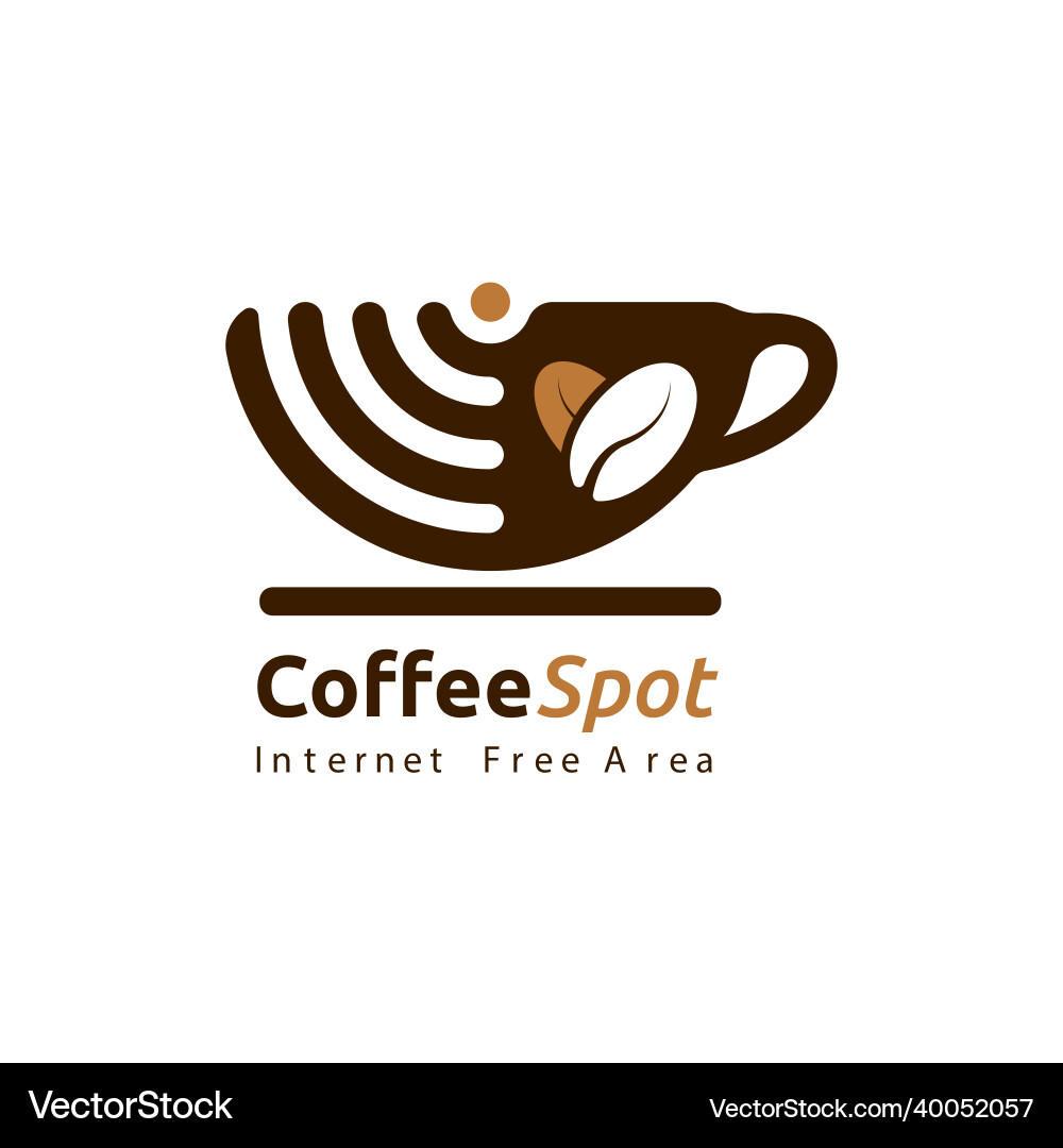 Coffee cup with wifi hotspot logo template design Vector Image