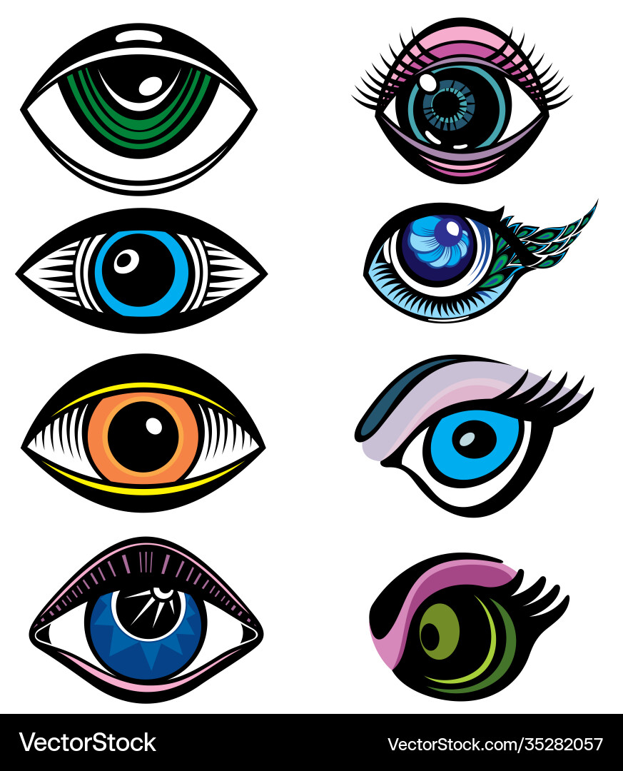 Collection eyes Royalty Free Vector Image - VectorStock