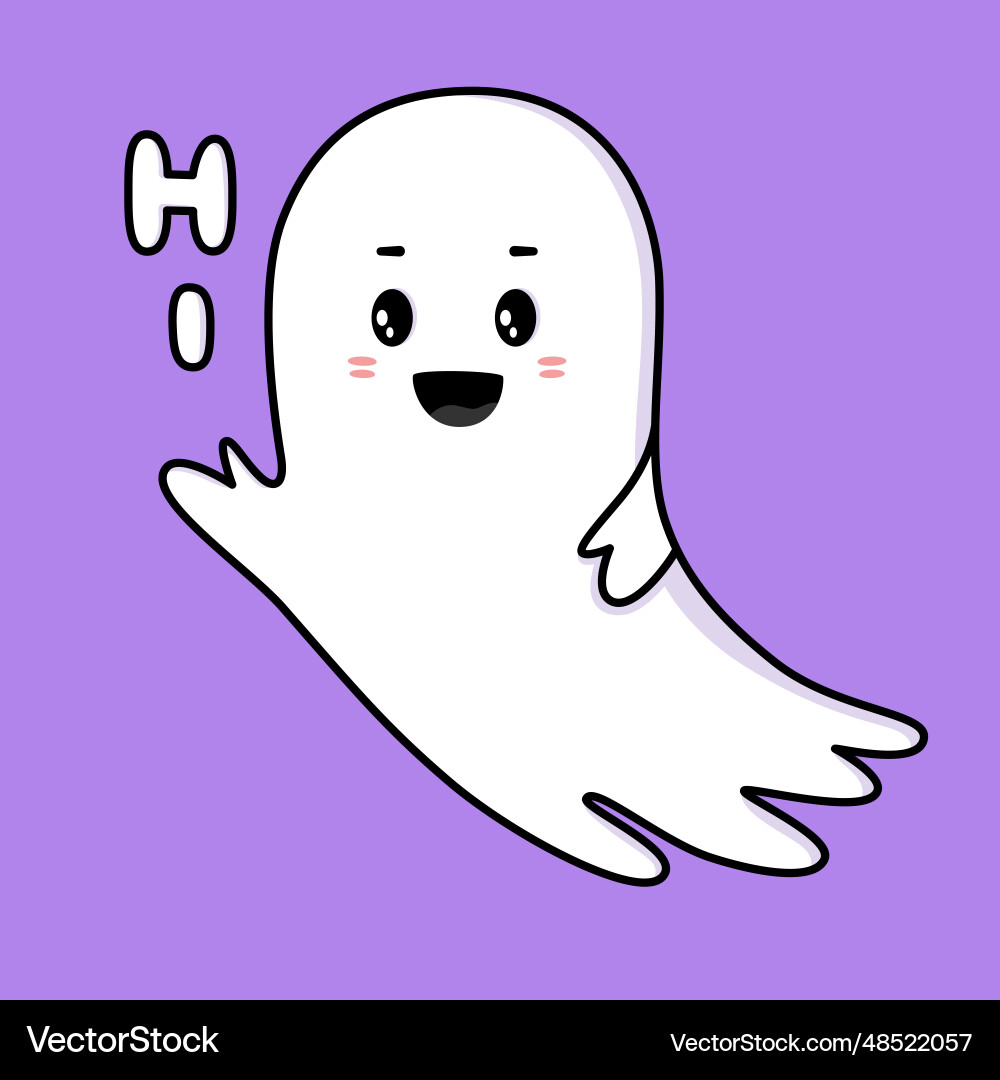 Cute ghost halloween character say hi Royalty Free Vector