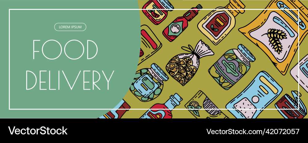 Doodle grocery store products hand drawn Vector Image
