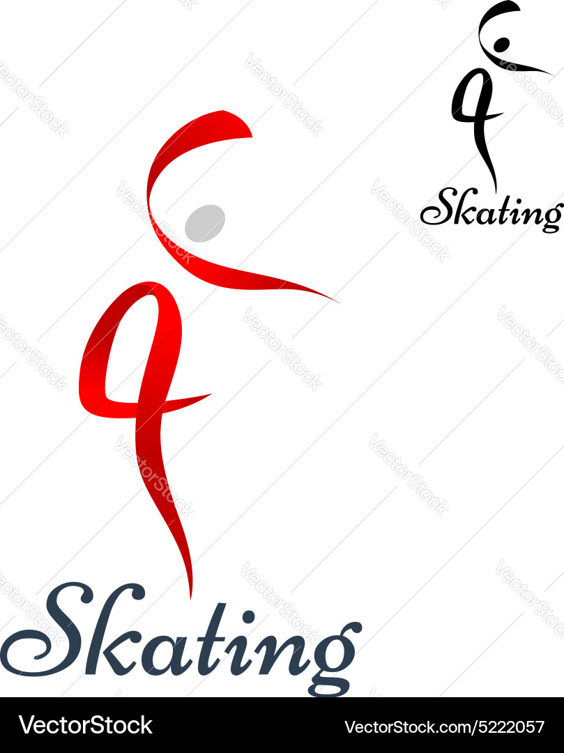 Figure skating symbol on white Royalty Free Vector Image