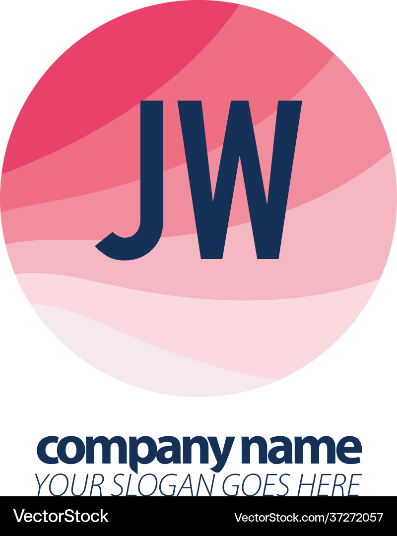 Initial letter jw colorful circle logo design Vector Image