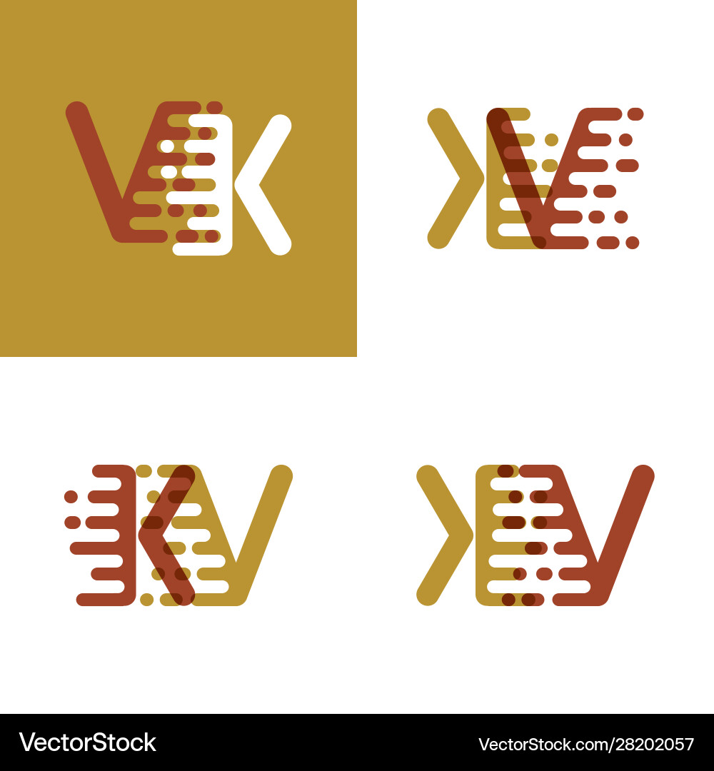 Kv letters logo with accent speed in light brown Vector Image