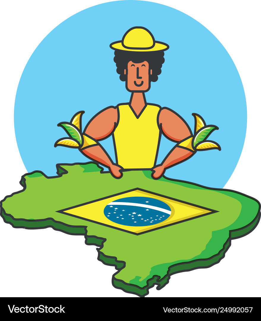 Man brazilian dancer with map brazil Royalty Free Vector