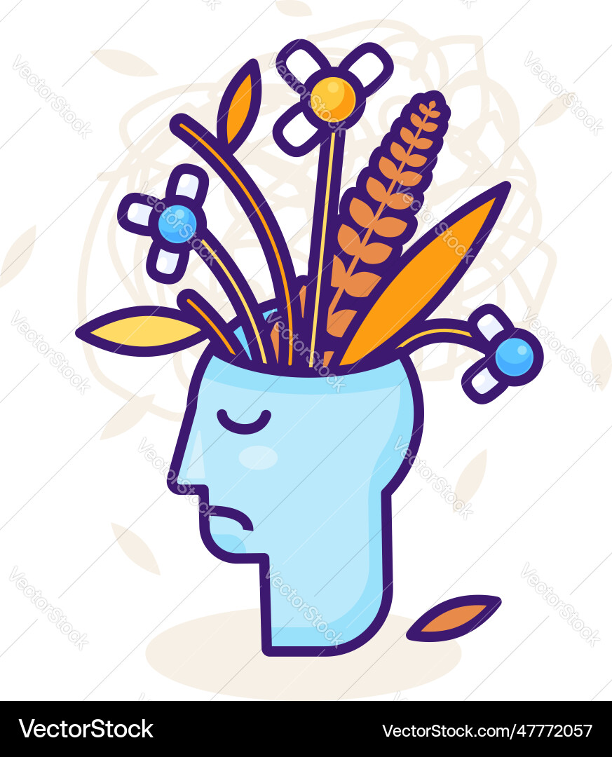 Negative mental health flat outline concept Vector Image